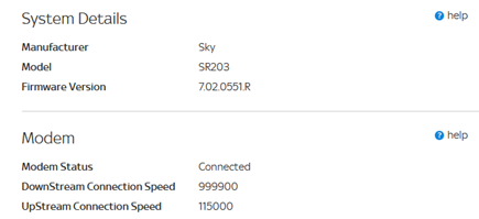 FTTP router stats now showing connection speed | Sky Community