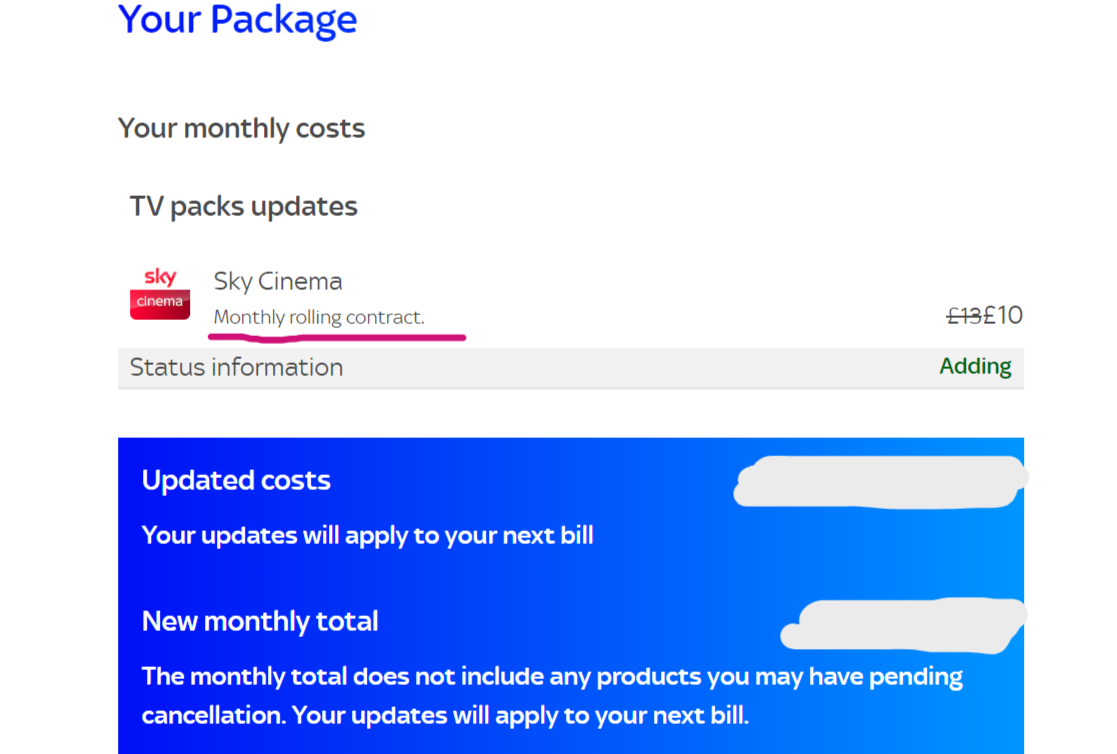 Sky Cinema contract prices | Sky Community