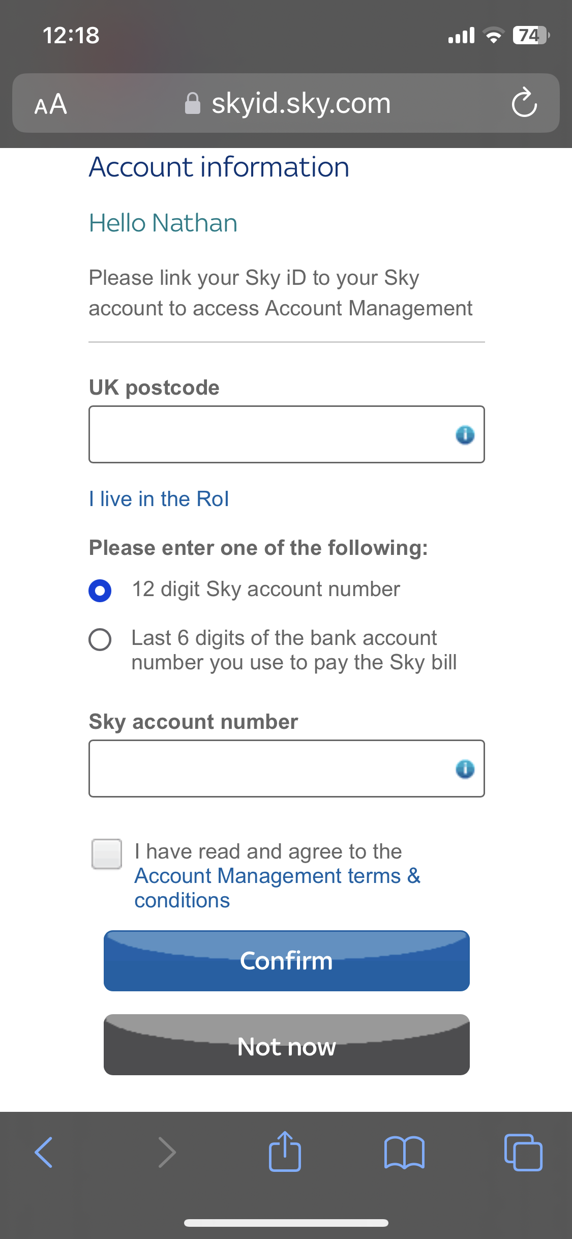 Answered: Linking Sky ID to account with CC details | Sky Community