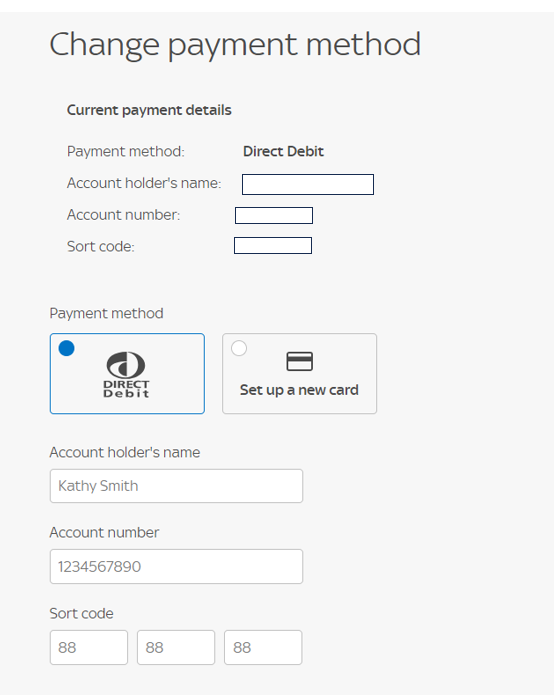 Answered: Change direct debit details Februray 2024 | Sky Community