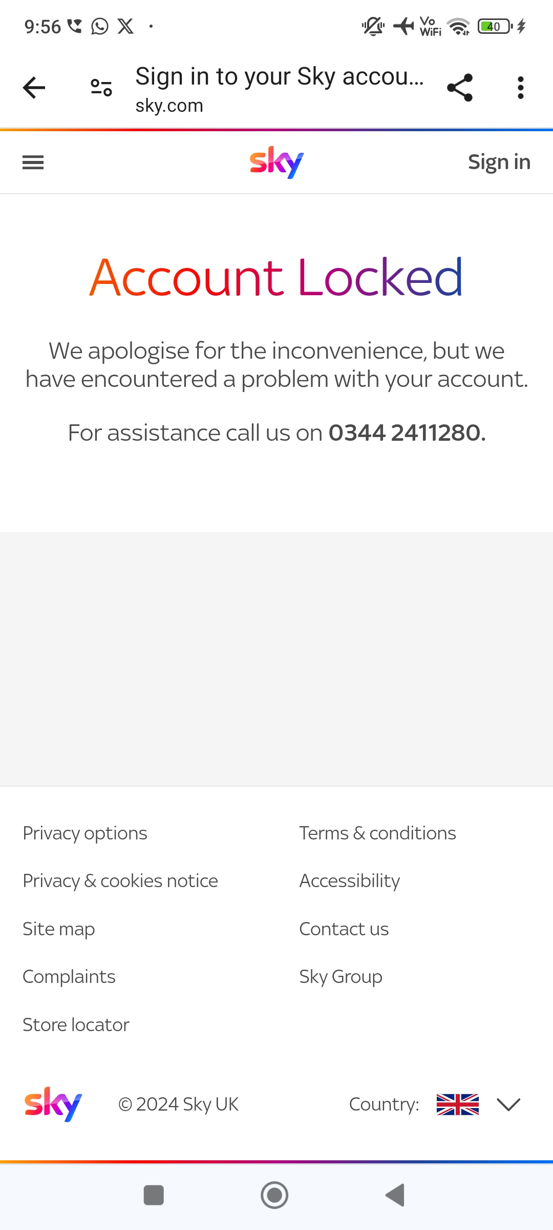 Answered: Sky email error "Account is Locked" | Sky Community