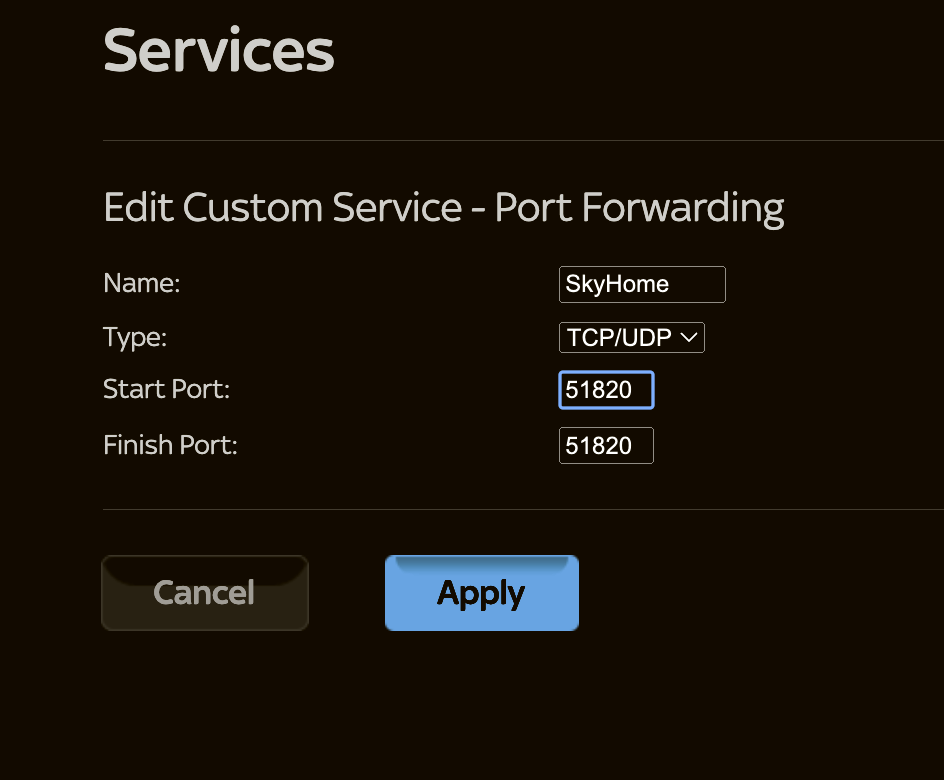 Port Forwarding Issue | Sky Community
