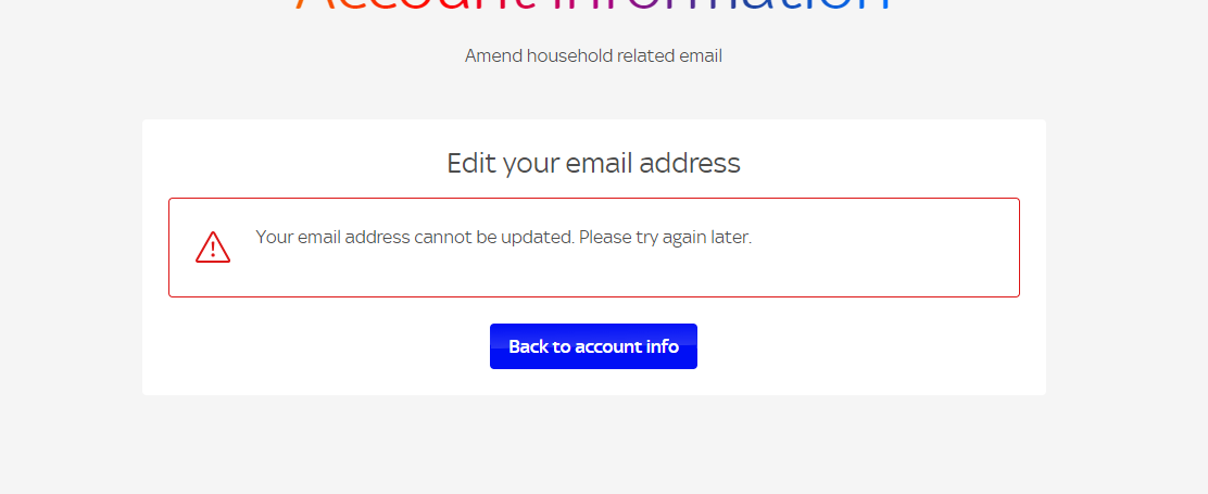 Unable to change email address - please help! | Sky Community